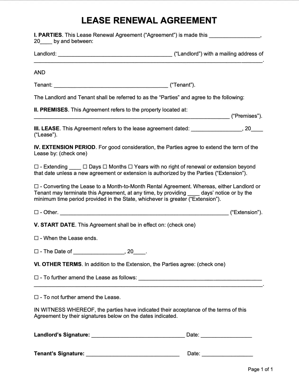 Lease Renewal Agreement - Fill, Edit & Download | Zendocs